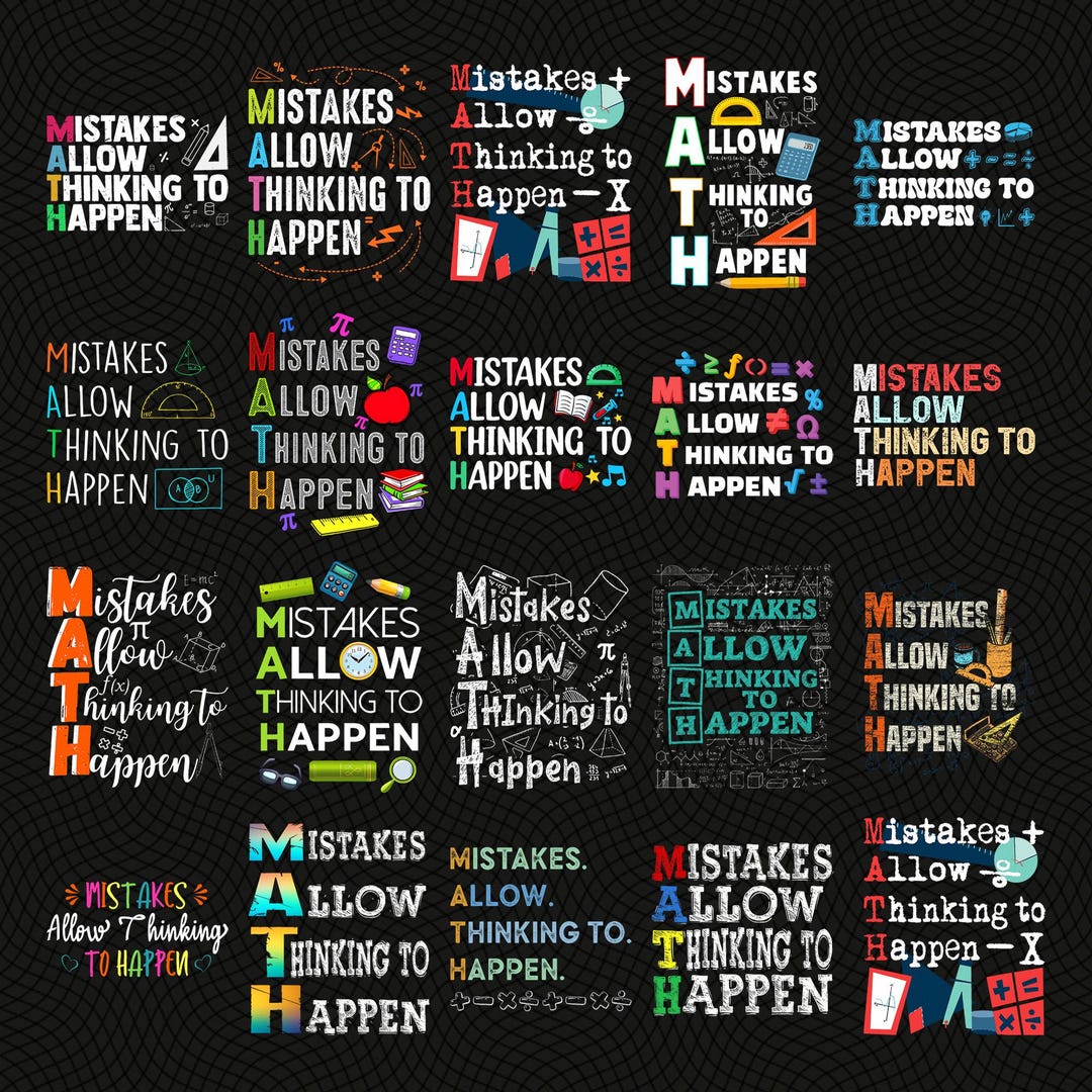 Mistakes Allow Thinking to Happen Math PNG Bundle, Math Teacher ...