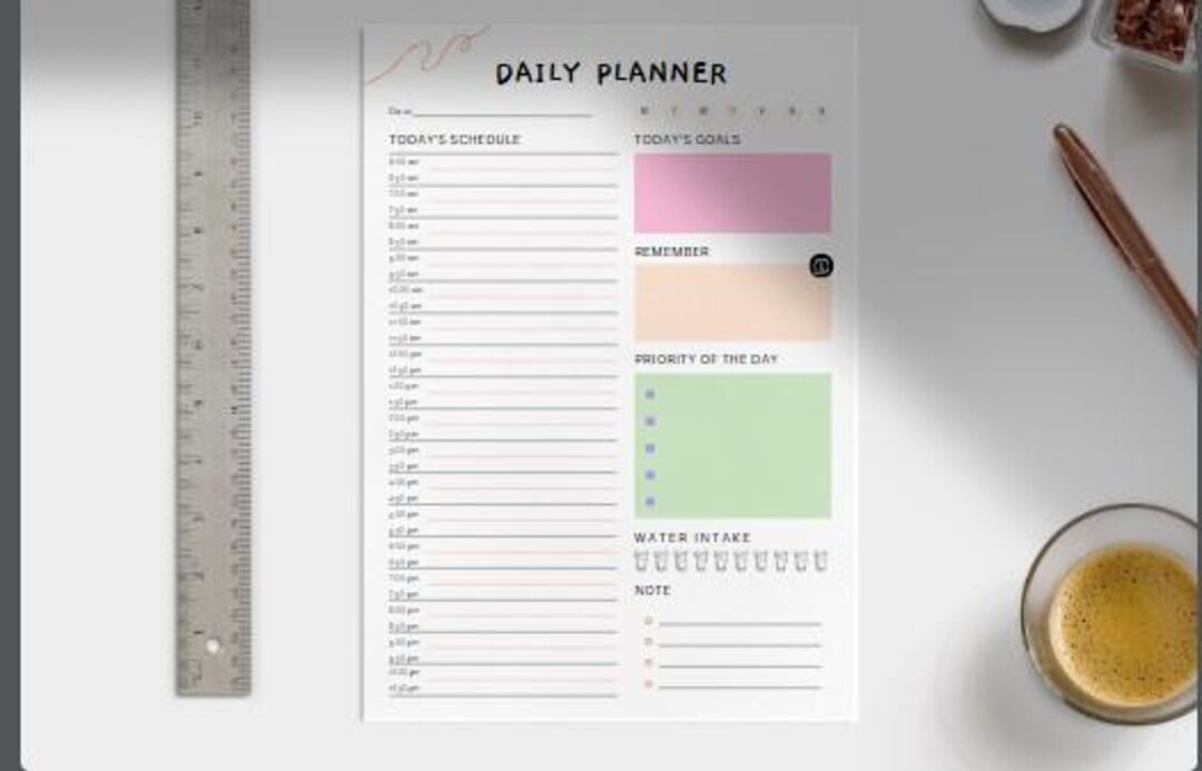 Daily Planner Printable, 24 Hour Planner, Daily Goal Planner, 30 Minute ...