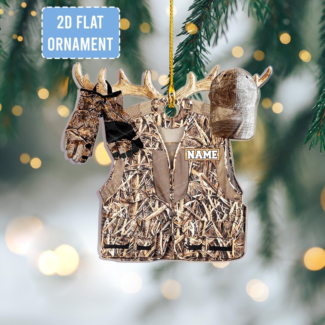 Personalized Hunting Ornament With Name, Custom Camo Vest Acrylic ...