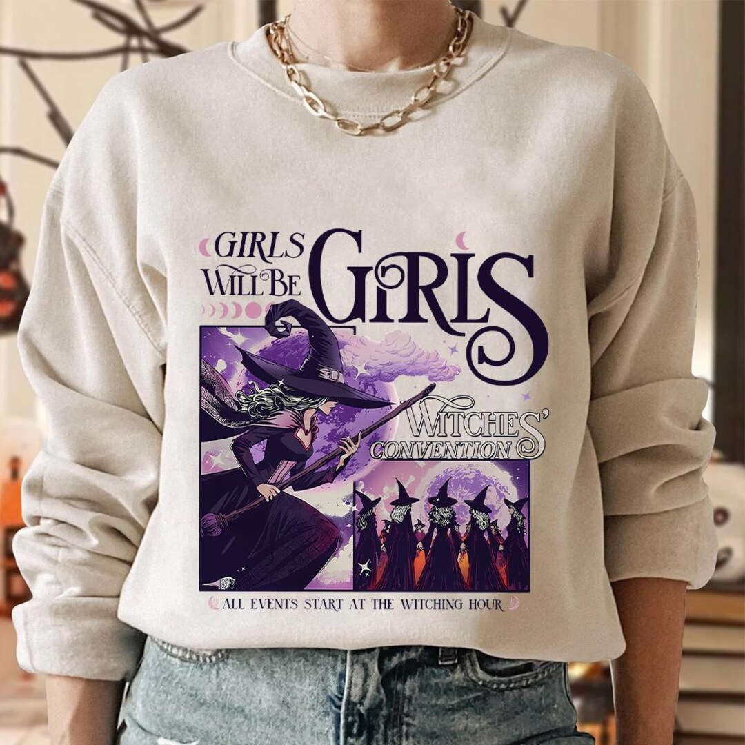 Girls Will Be Girls Witches Convention Shirt, Retro Witch Halloween ...