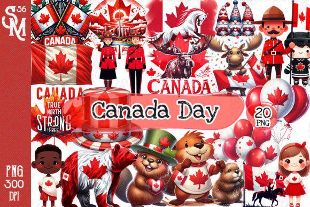 Watercolor Canada Day Clipart, 20 PNG Canada Day Clip Art, Commercial ...