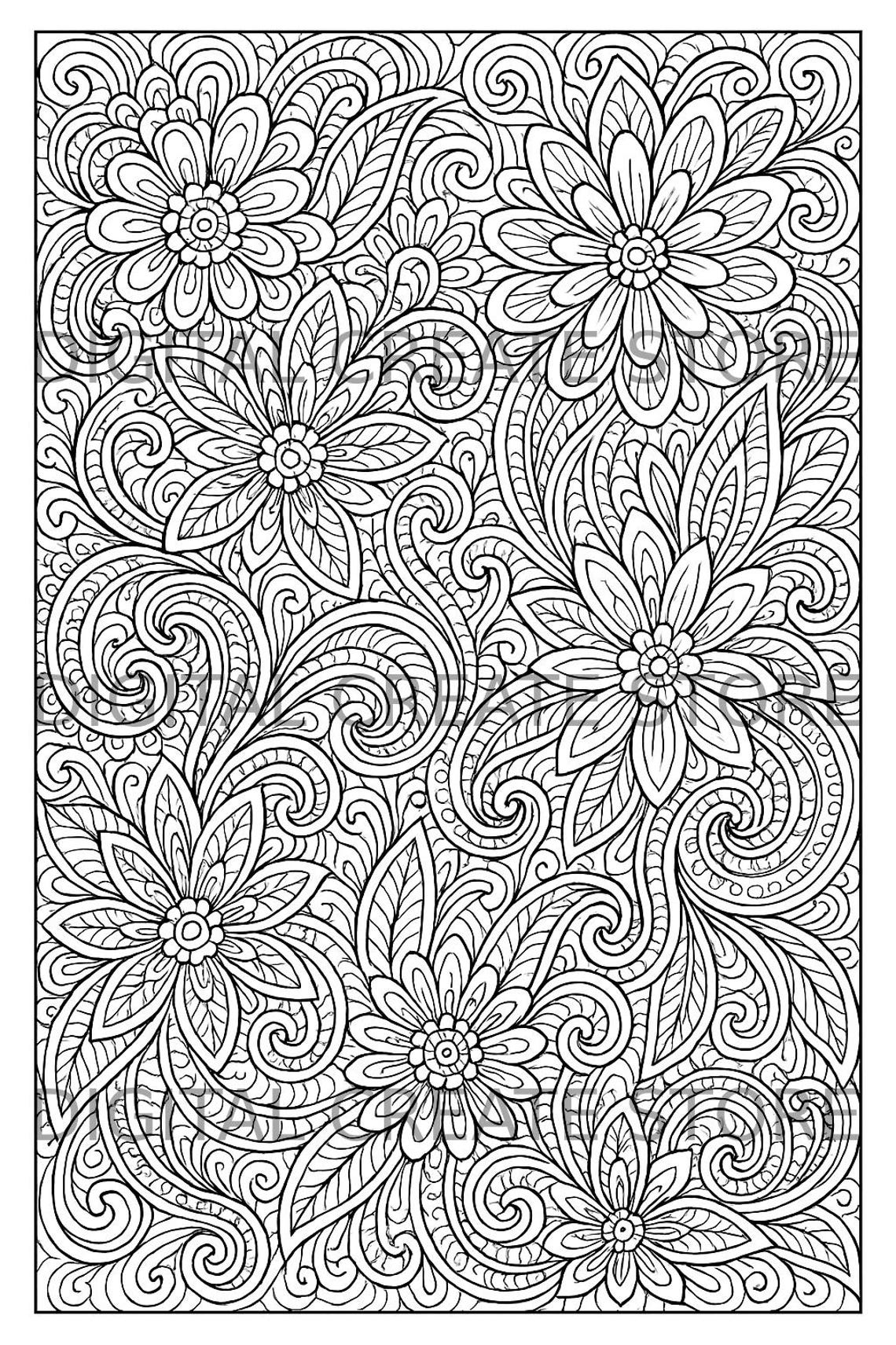 Colouring Stress Relief Printable A4 Floral Theme - Etsy
