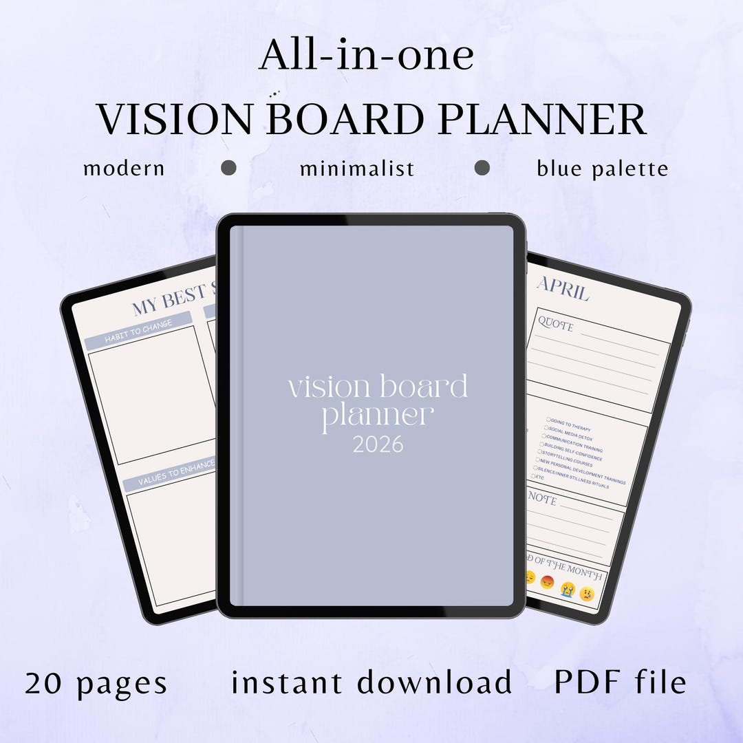 Digital Vision Board Planner 2026 | Goal Setting Spreadsheet | Self ...