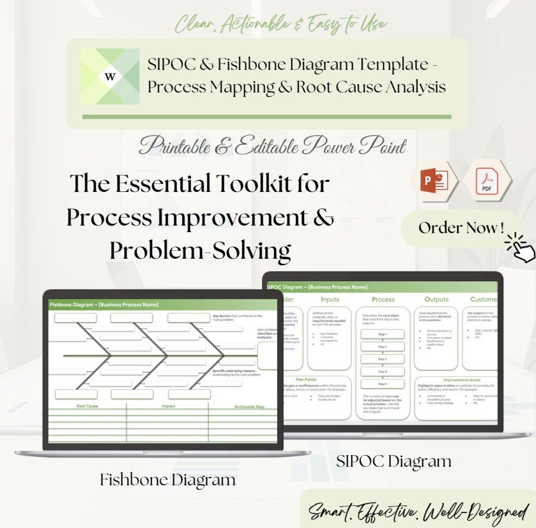 SIPOC Diagram and Fishbone Diagram Template - Process Mapping & Root ...