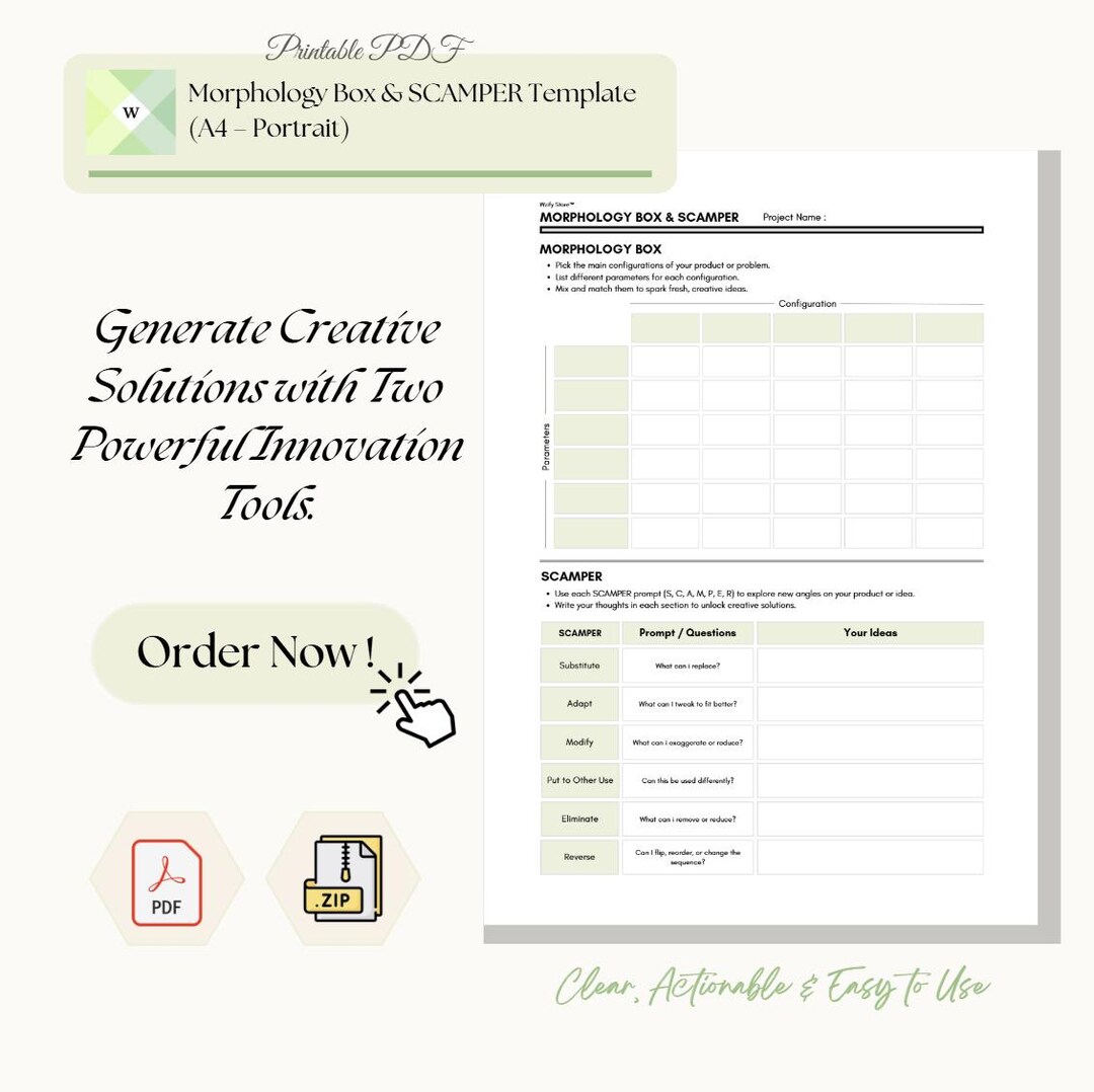 Morphology Box & SCAMPER Templates | Brainstorming,innovation Tools ...