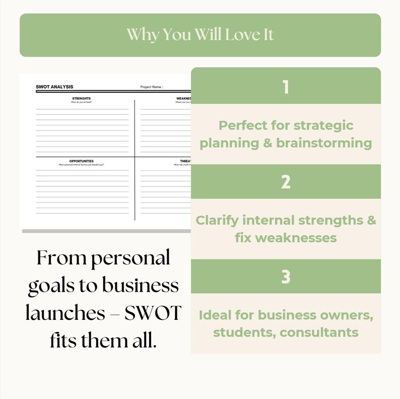 SWOT Analysis Template Printable | A4 Landscape PDF | Strategic ...
