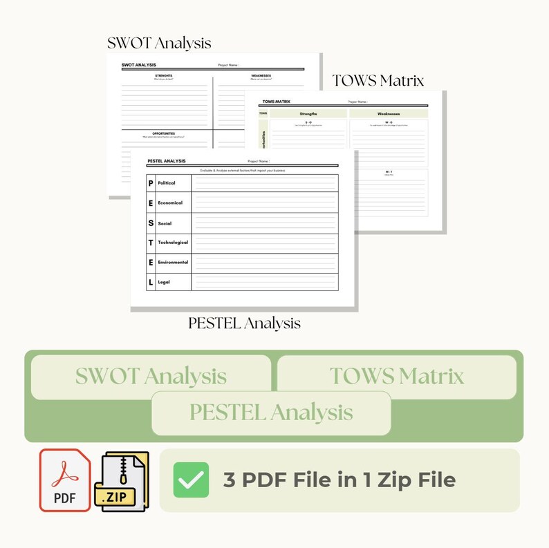 SWOT Analysis Printable PDF, Swot Matrix, Tows Analysis, Situational ...