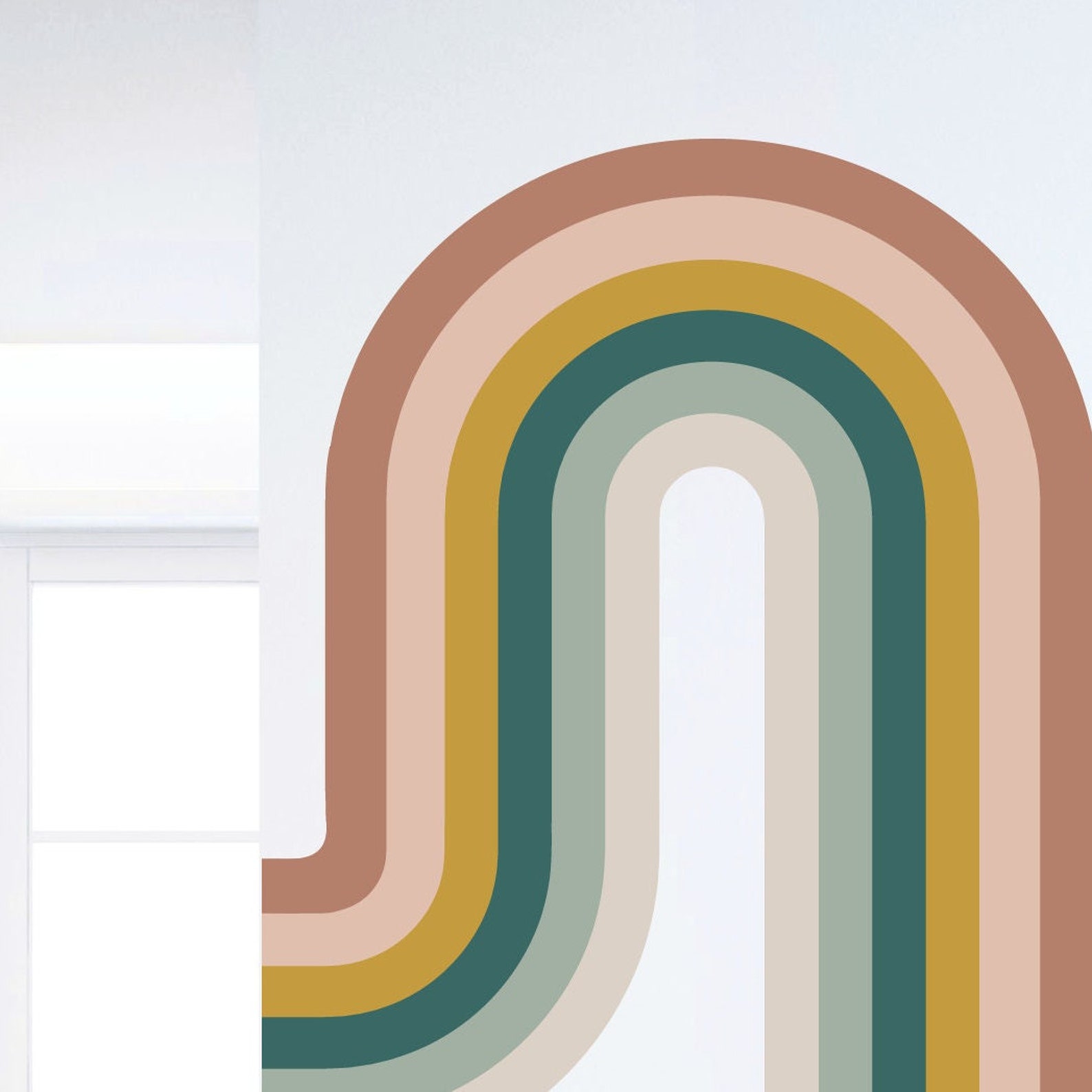 Retro Stripe Wall Decal Half Curve Rainbow Wall Decal Boho - Etsy