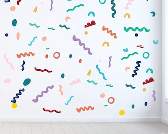 Abstract Wall Decals Bright Pattern, Colorful, Floral, Abstract, Shapes ...