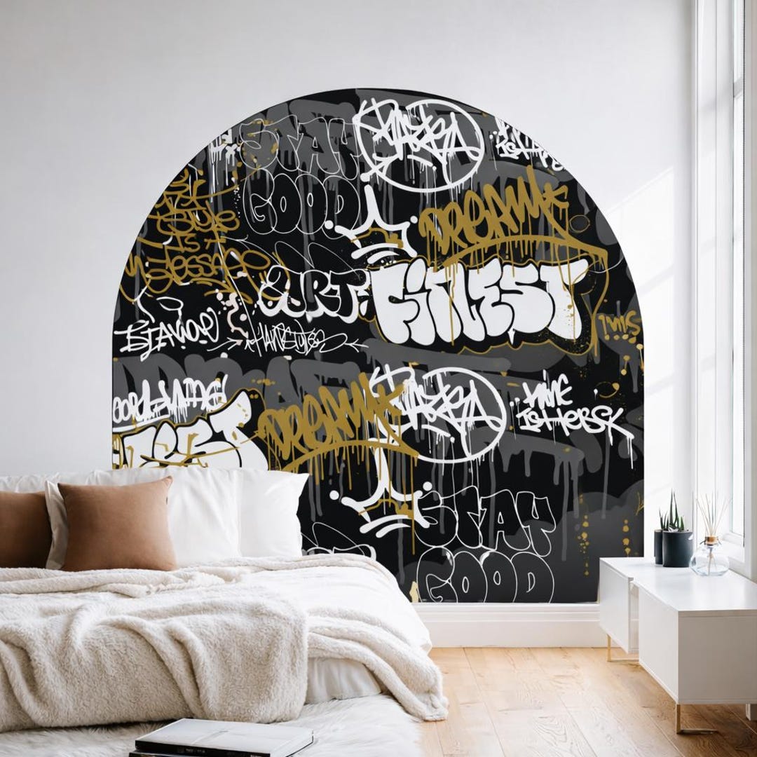Graffiti Arch Wall Decal, Urban Street Art Sticker, Modern Teen Bedroom ...