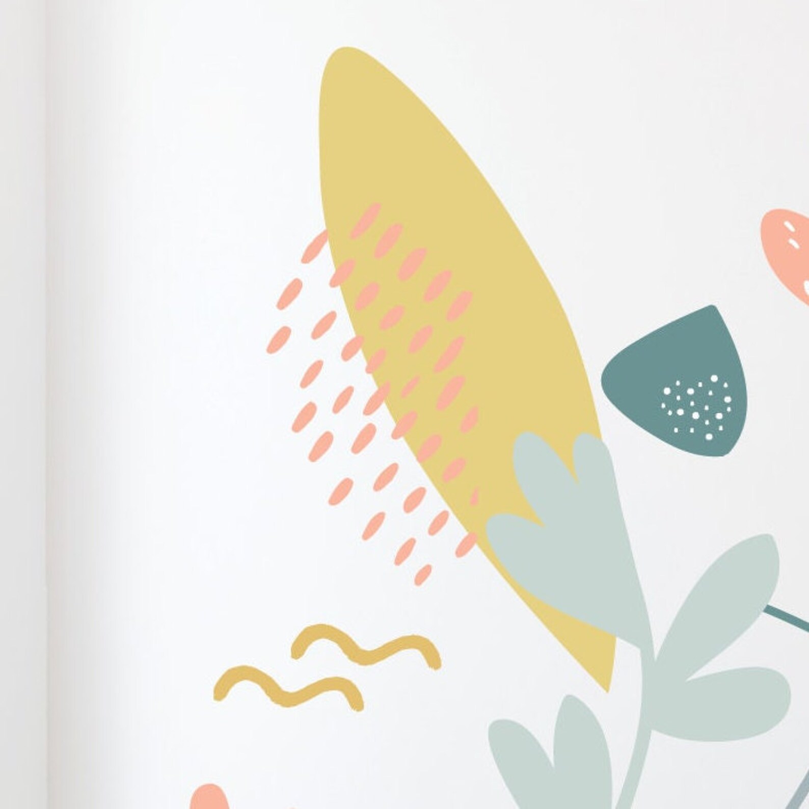 Fabric Wall Decals - Large Abstract Floral Mural - Big Flower Wall ...