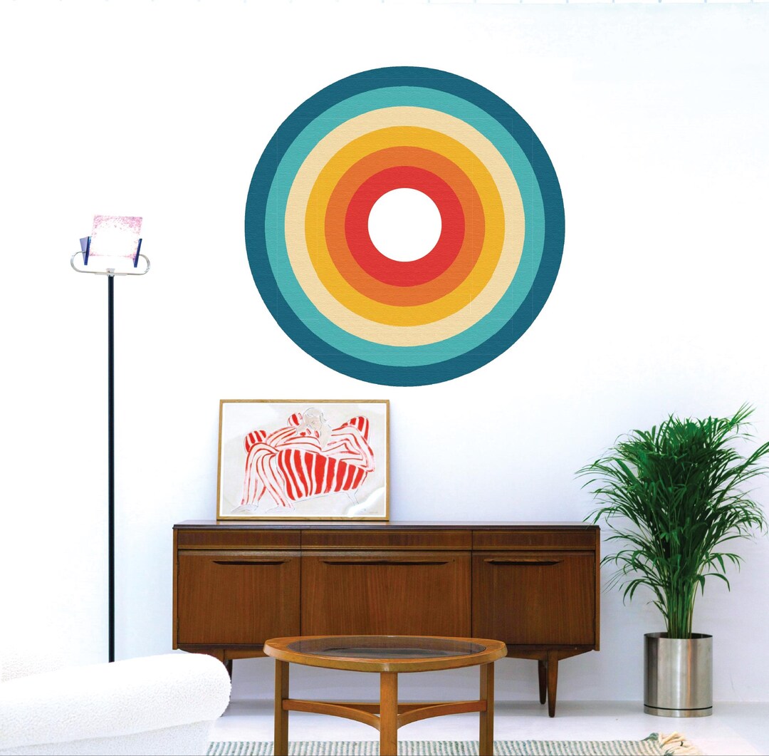 Retro Stripe Circle Wall Decal - Colorful Stripes - Retro Bullseye ...