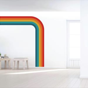 Retro Rainbow Stripes Wall Decal - Etsy