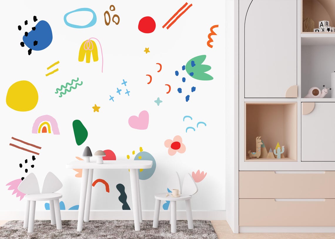 Colorful Abstract Wall Decals – Modern Removable Fabric Wall Art for ...