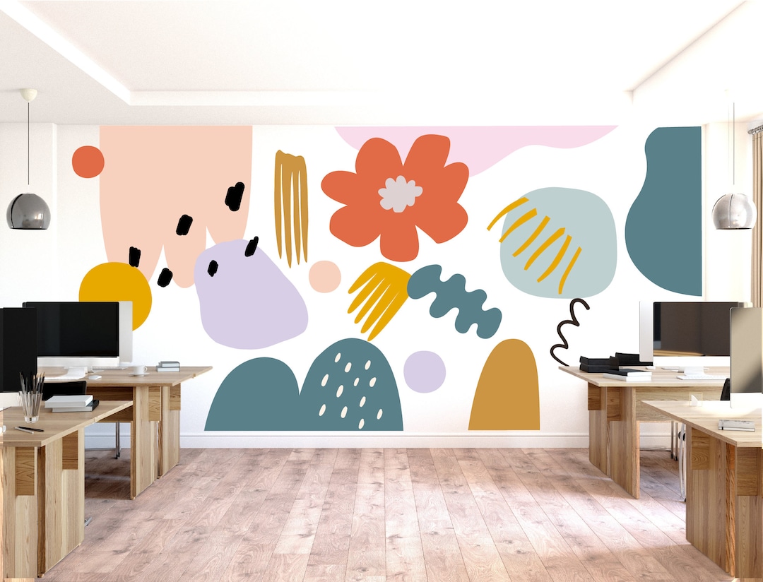 Abstract Shapes Wall Decal, Colorful Peel and Stick Wall Art, Large ...