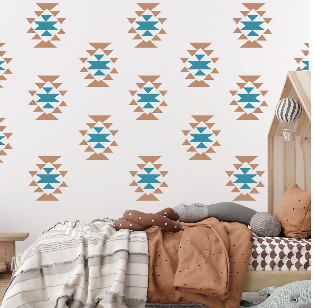 Wall Decal - Tribal Western Style Triangle Shapes Pattern Wall Decal ...