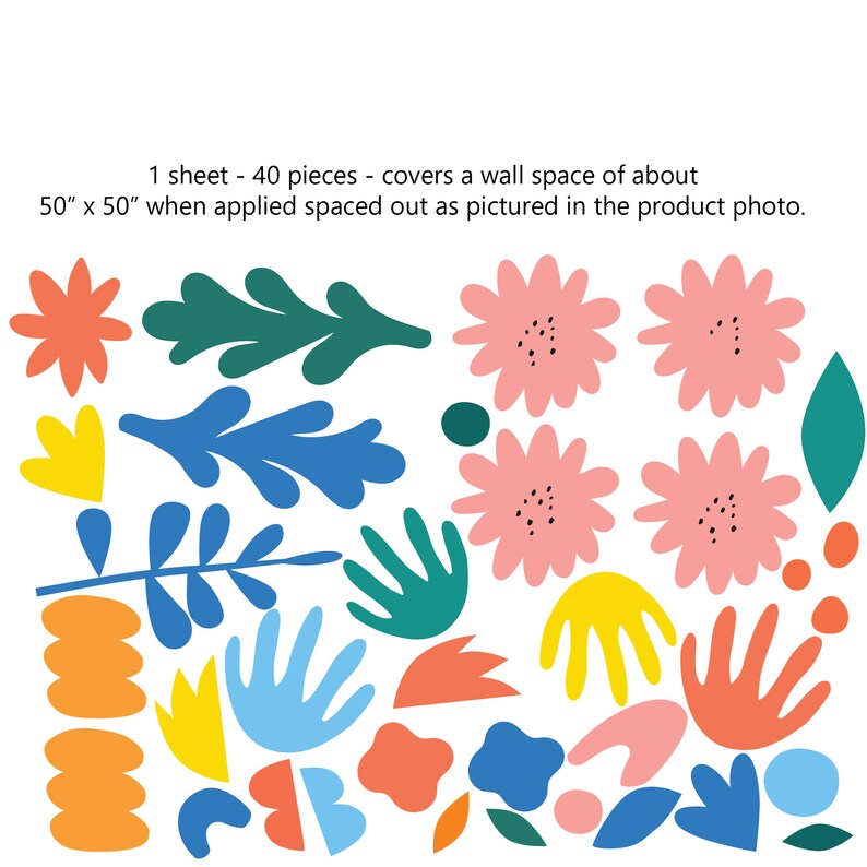 Abstract Wall Decals Bright Pattern Colorful Floral - Etsy