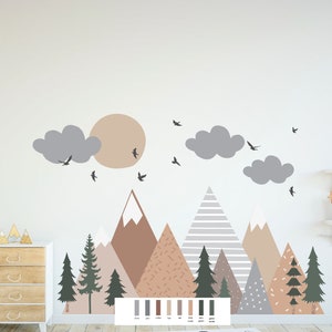 Mountain Wall Decals - Neutral Colors - Nursery Wall Decor - Mountain ...