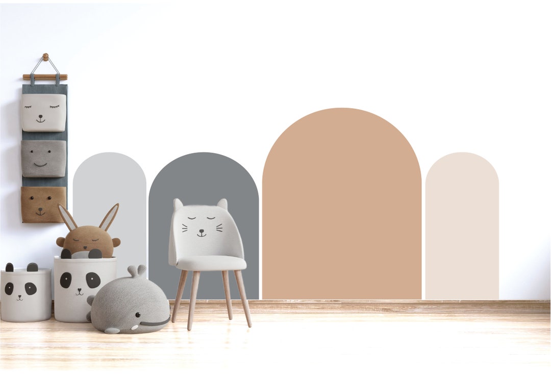 Earthy Brown Arch Wall Decals Peel and Stick Textured Fabric Matte ...