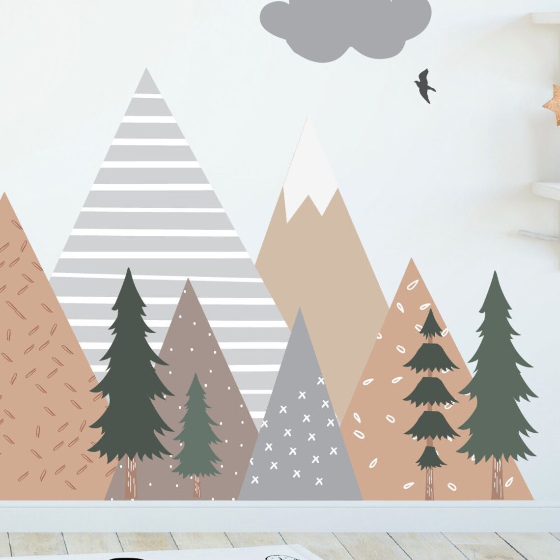 Mountain Wall Decals - Neutral Colors - Nursery Wall Decor - Mountain ...