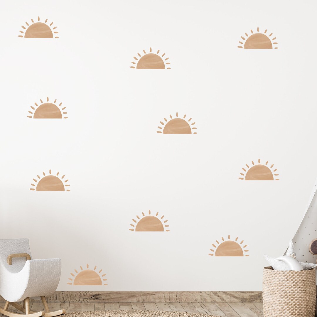 Wall Decal - Neutral Watercolor Half Suns - Sun Wall Sticker - Sun Wall ...