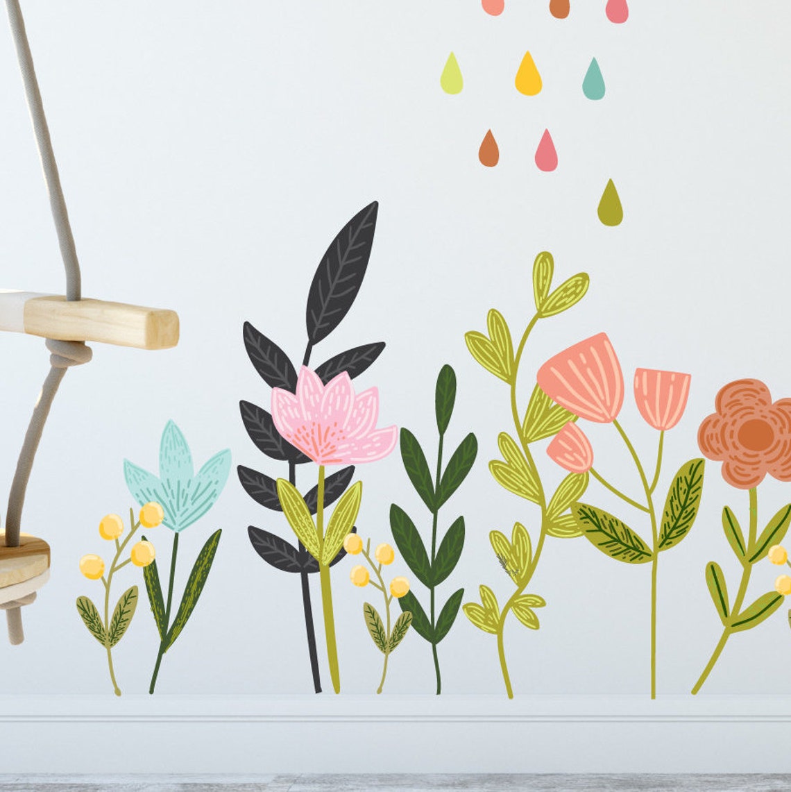 Large Flower Wall Decals With Stems Wall Decals Vinyl Wall | Etsy