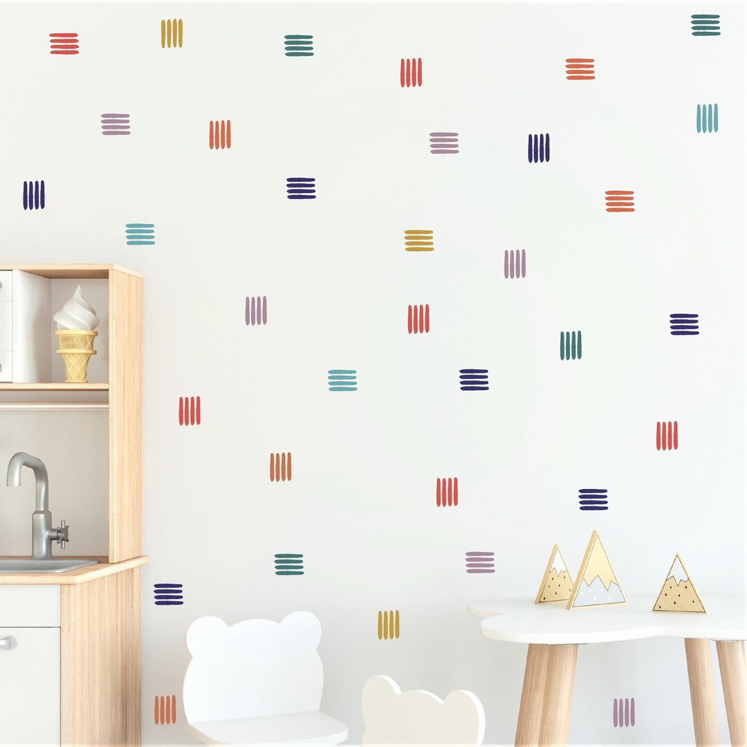 Line Wall Decals, Minimalist Stripe Wall Stickers, Colorful Bohemian ...