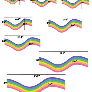 Wavy Retro Stipe Wall Decal - Colorful Rainbow Wall Art Sticker - Retro ...