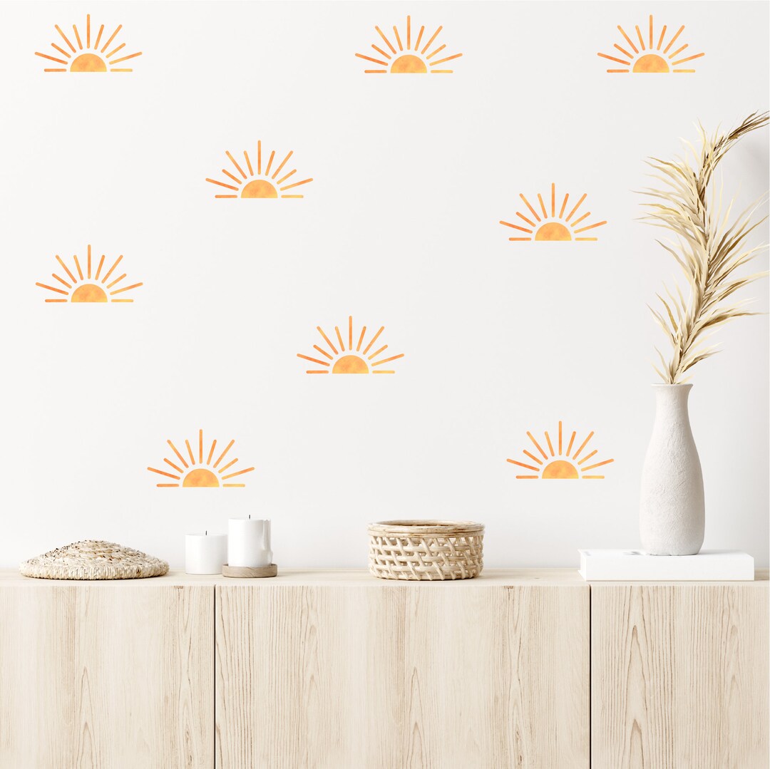 Wall Decal - Watercolor Half Suns - Sun Wall Sticker - Sun Wall Decals ...