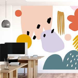 Abstract Shapes Wall Decal, Colorful Peel and Stick Wall Art, Large ...