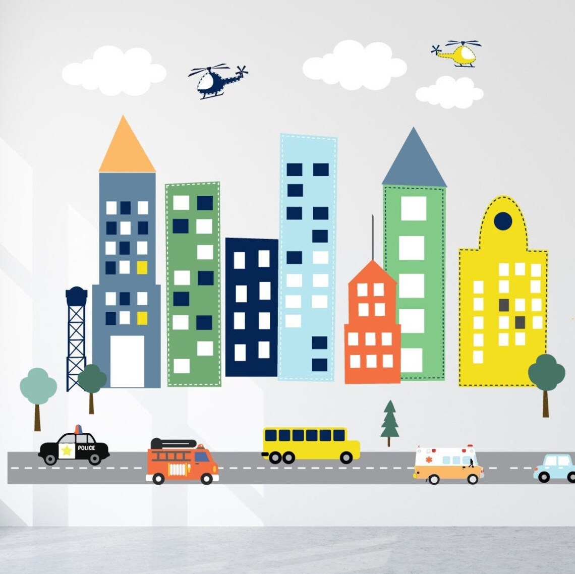 Cityscape Wall Decal - Cityscape Peel and Stick Wall Decals - Etsy