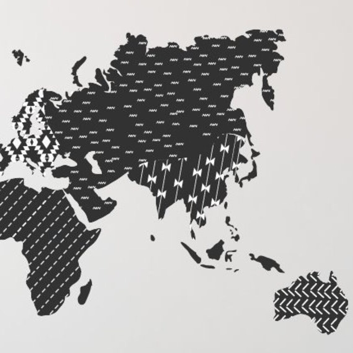 Map wall decal vinyl decal map world map decal black | Etsy