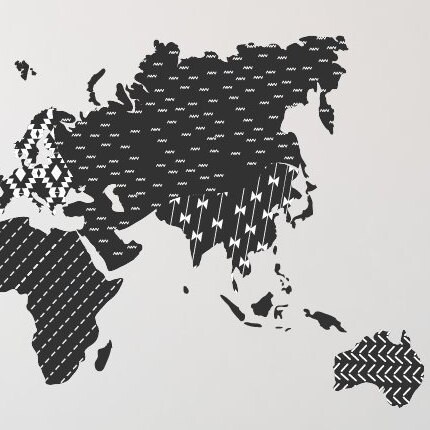 Map wall decal vinyl decal map world map decal black | Etsy
