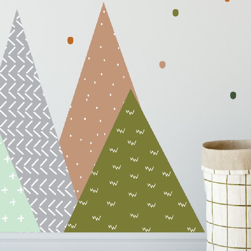 Patterned Vinyl Mountains Wall Decals | Etsy