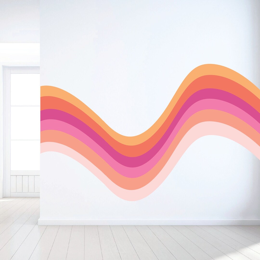 Retro Stripe Wall Decal / Retro Stripes / Wavy Striped Wall Sticker ...