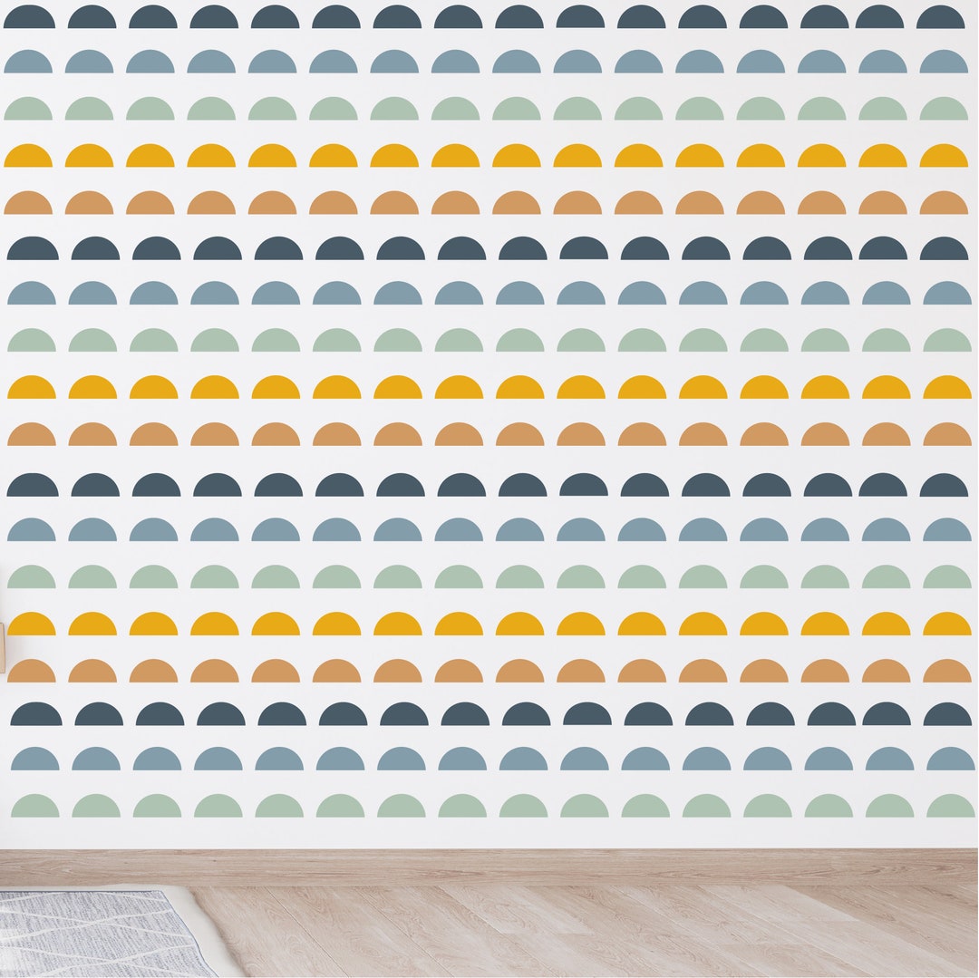 Wall Decal - Mid Century Modern Semi Circle Wall Stickers - Abstract ...