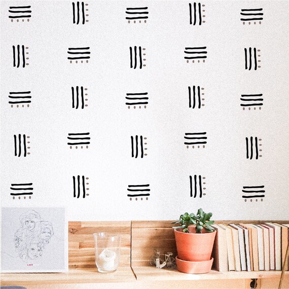 Line Wall Decals With Dots Line Wall Stickers Modern Wall - Etsy