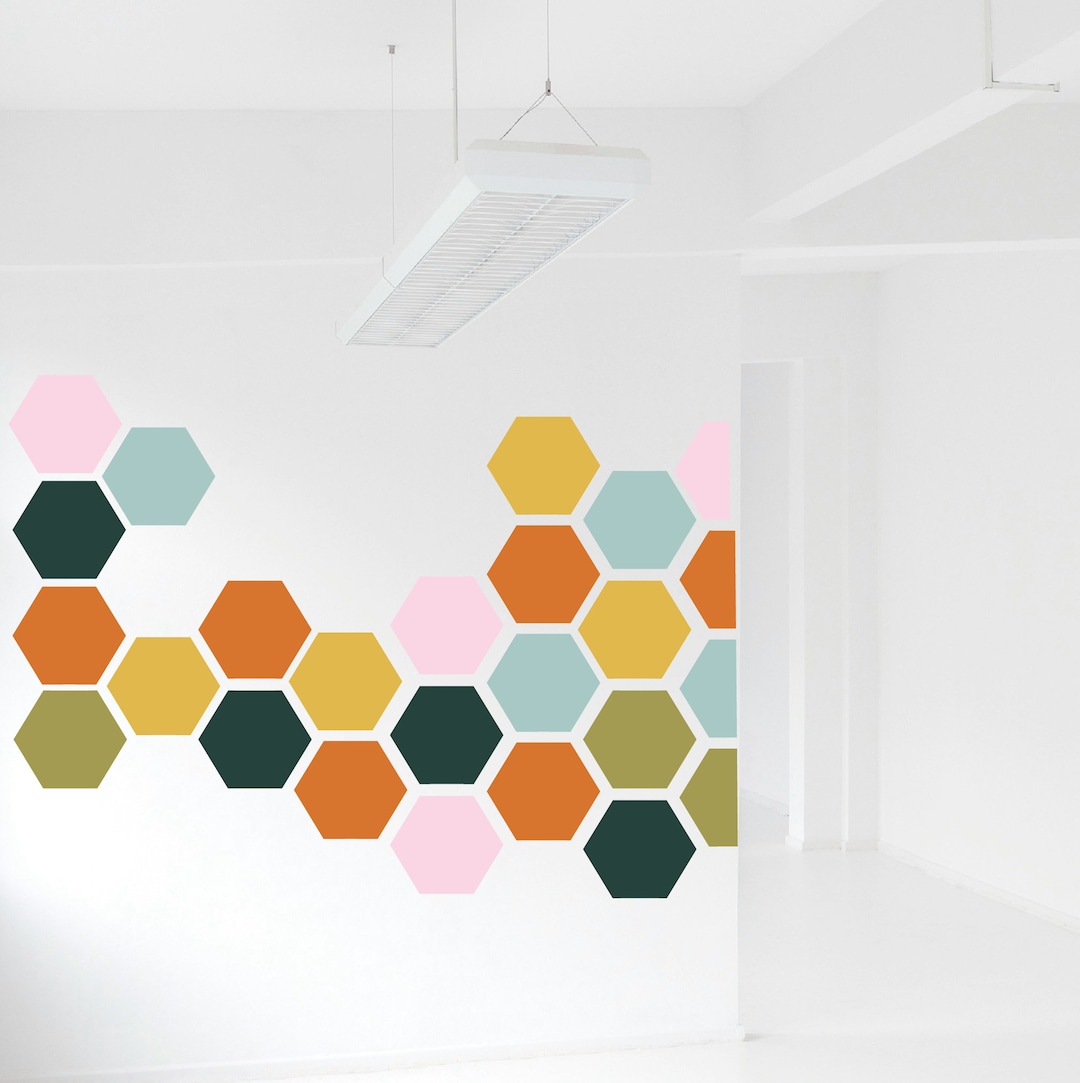 Fabric Peel and Stick Hexagon Wall Decals - Honeycomb Wall Decals ...