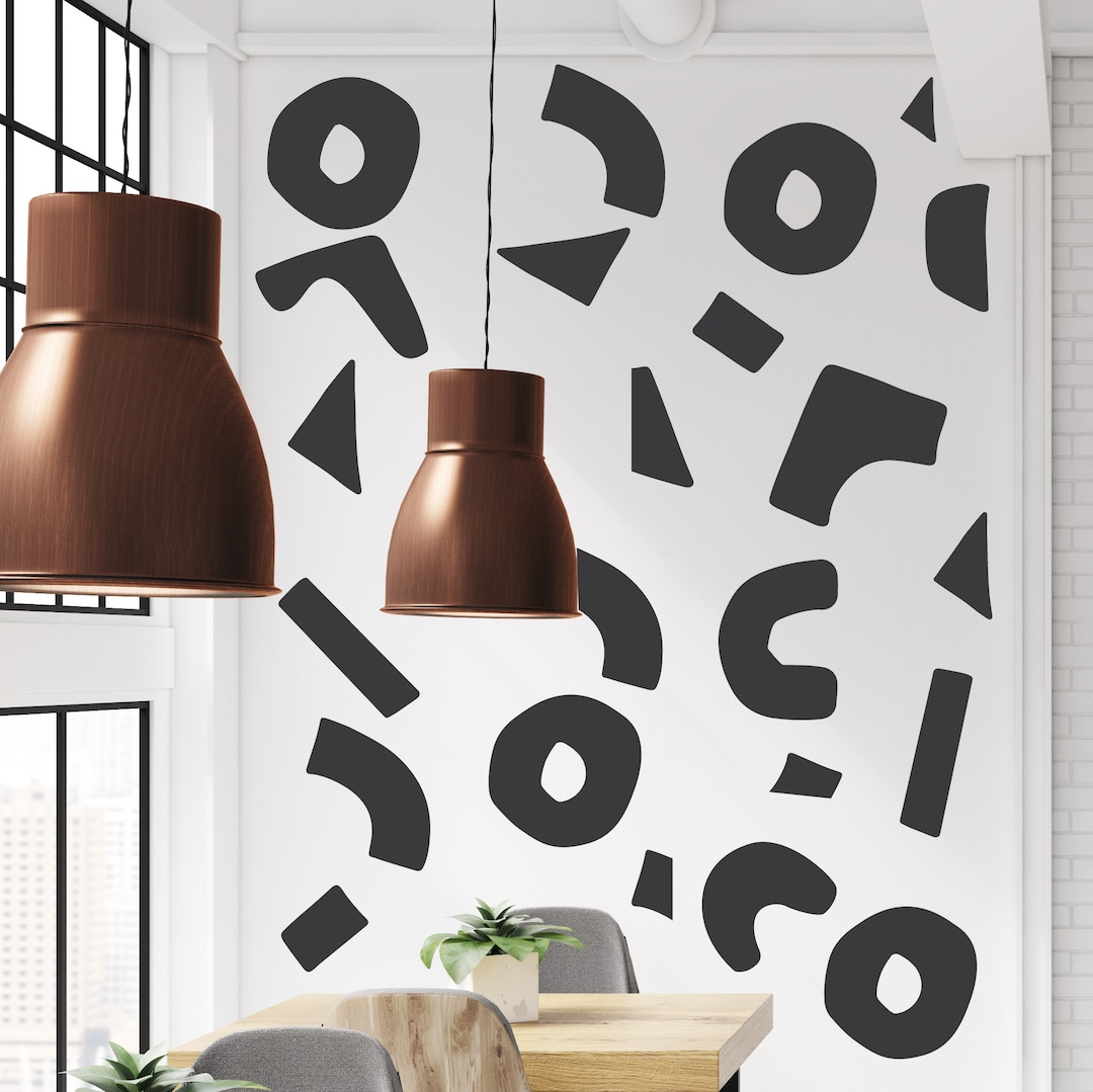 Abstract Wall Decals - Black Abstract Shapes, Pattern, Modern Wall Art ...