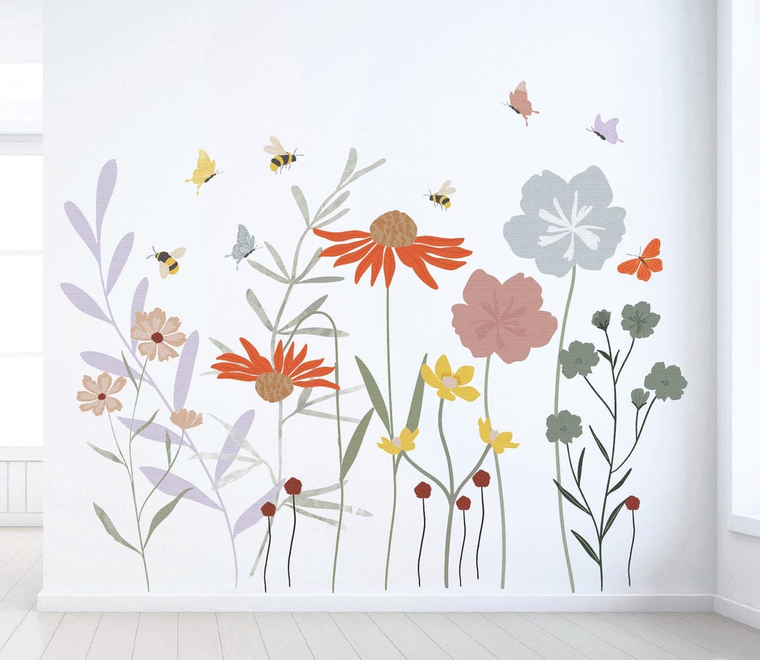 Kids Room Decals, Wildflower Wall Decals • 50+ Color Options • Multiple ...