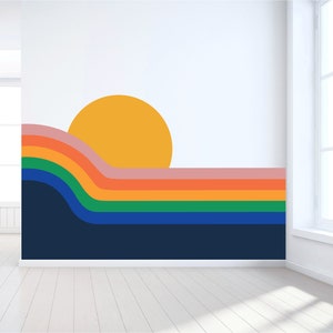 Wall Decal Classic Retro Stripes Mural Peel and Stick Wall - Etsy