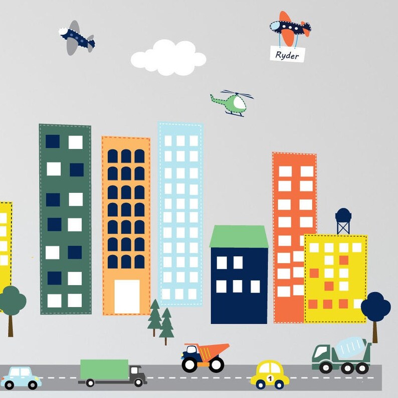 Cityscape Wall Decal - Cityscape Peel and Stick Wall Decals - Etsy