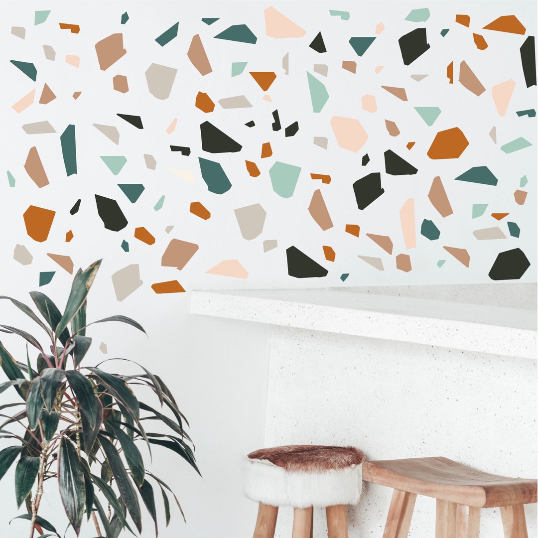 Terrazzo Wall Decal, Bright Terrazzo, Bedroom Wall Decor, Wall Stickers ...