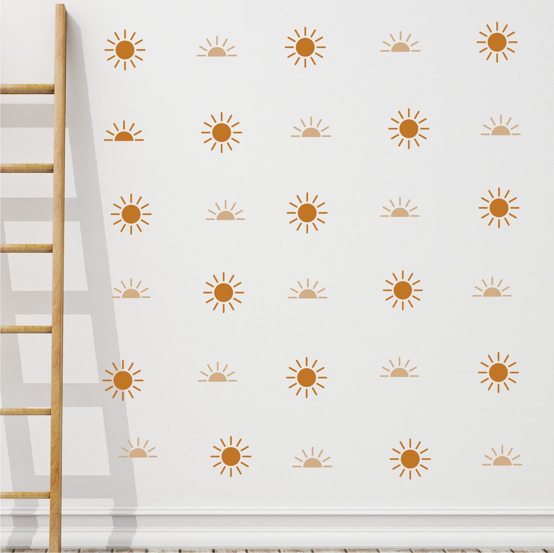 Calcomanía de pared Sol boho Adhesivo de pared de sol Calcomanías de ...