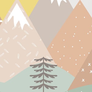 Mountain Wall Decals - Neutral Forest - Boho Colored Nursery Wall Decor ...
