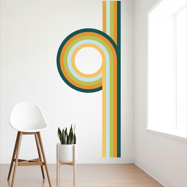 Retro Rainbow Curve Wall Decals, Multiple Sizes, 50+ Colors - Etsy