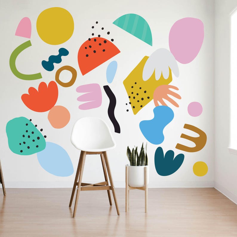Abstract Shapes Wall Decal Set – Peel & Stick Fabric Stickers for ...