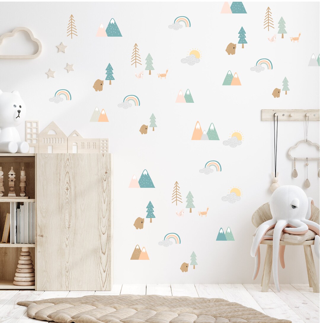 Wall Decals - Magical Rainbow Woodland - Forest Nursery - Kids Room ...