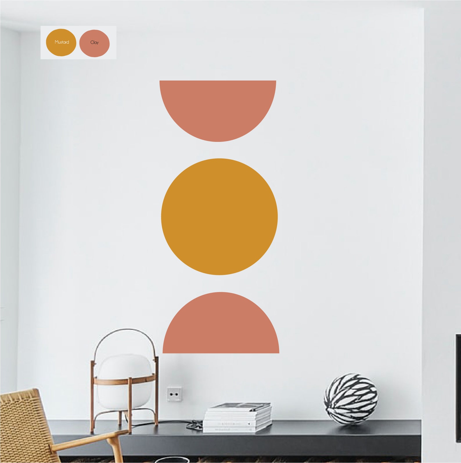Circle Wall Sticker circle and Half Circle Wall Decals - Etsy