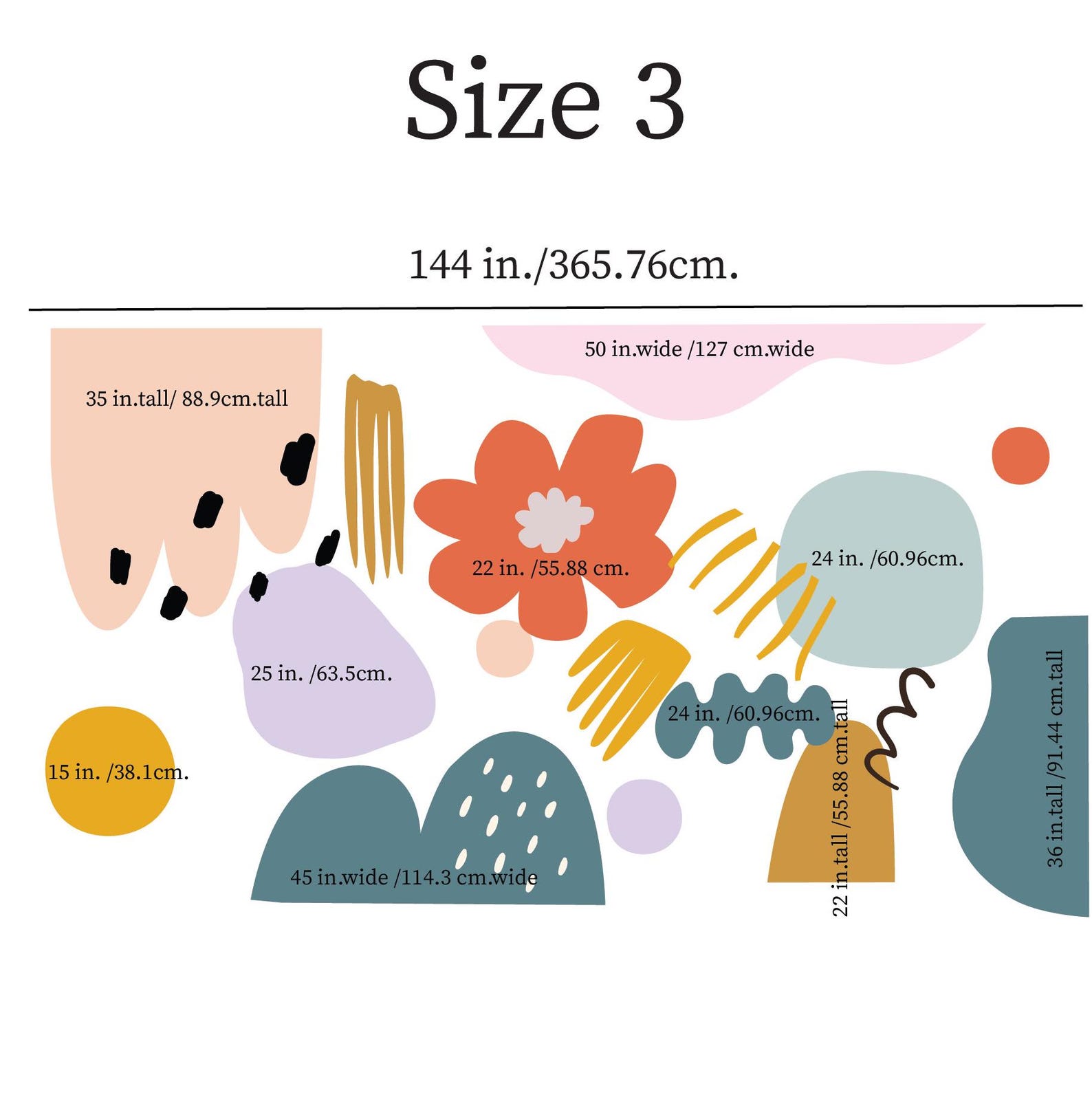 Abstract Shapes Wall Decal, Colorful Peel and Stick Wall Art, Large ...